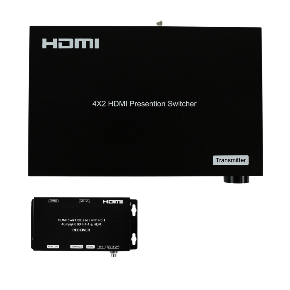 Kit Switch HDMI 4x2 Smart Presentation com microfone, USB-C e Extensor ...